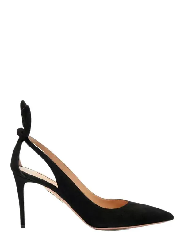 AQUAZZURA Bow Tie Pump 85 Suede - Black