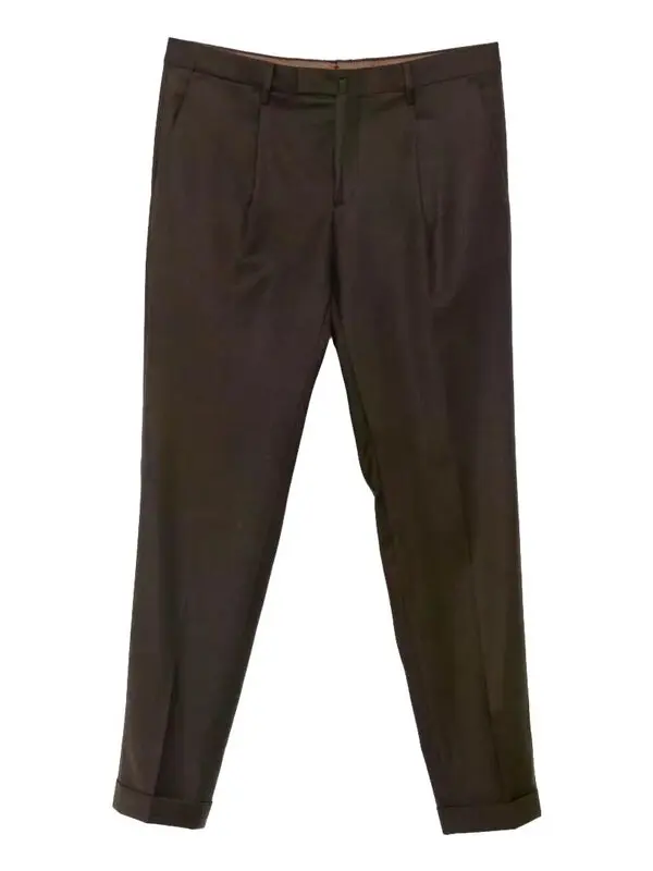 BRIGLIA 1949 Pleated Detail Turn-up Trousers - Brown