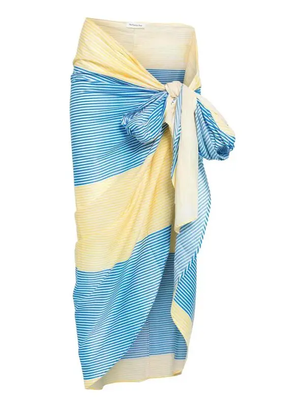 THE FRANKIE SHOP Thira Striped Wrap-style Midi Skirt - Blue