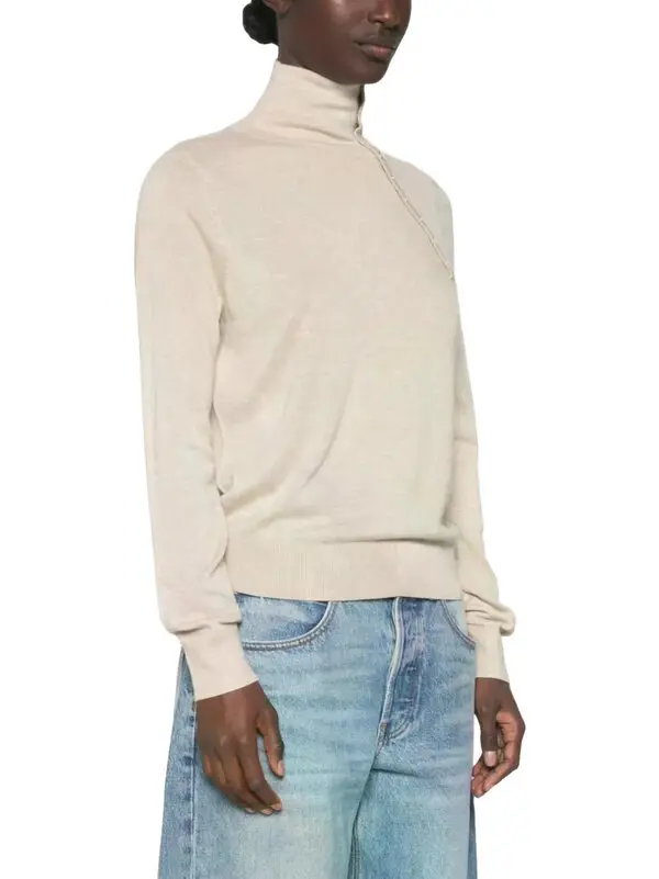 Isabel Marant Étoile Jovienne Asymmetric Press-stud Fine Knit Sweater - Neutrals