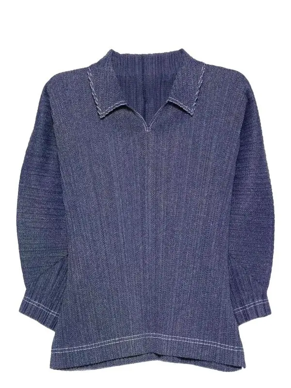 Issey Miyake V-neck T-shirt - Blue