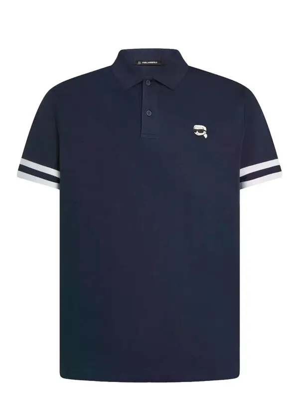 Karl Lagerfeld Ikon Striped-sleeve Polo Shirt - Blue