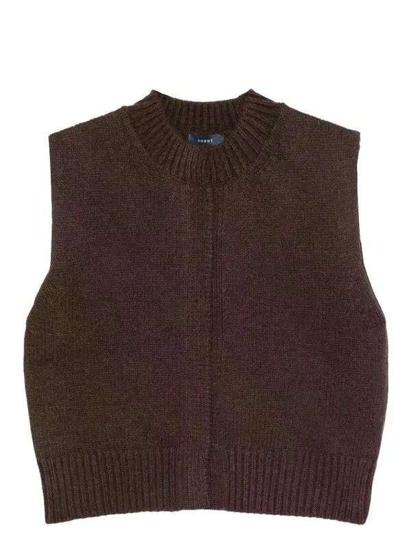 Soeur Ribbed Knit Sleeveless Sweater - Brown