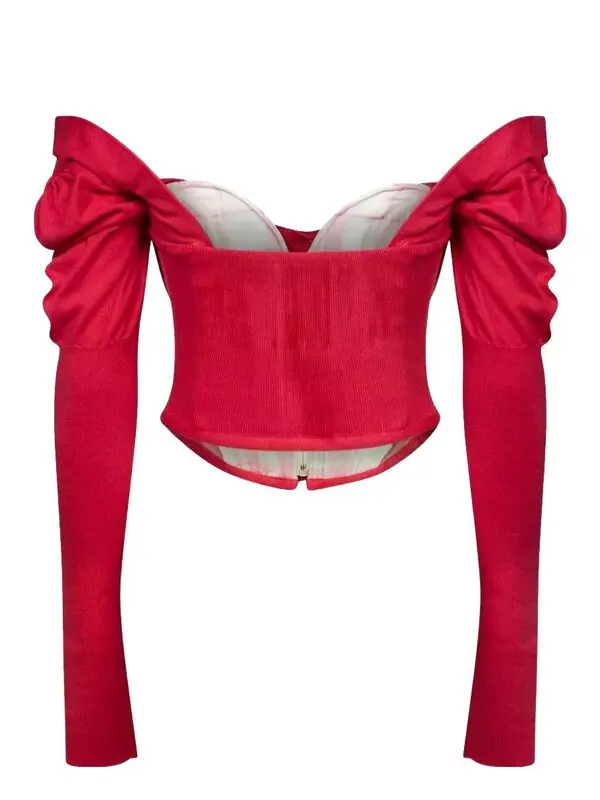 VIVIENNE WESTWOOD Off-shoulder Orb Embroidered Sweater - Red