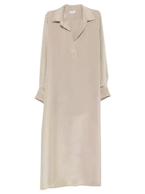 Max Mara Gambero Long-sleeve Midi Dress - Neutrals