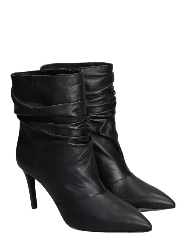 VIA ROMA 15 Ruched Pointed-toe Stiletto Ankle Boots - Black