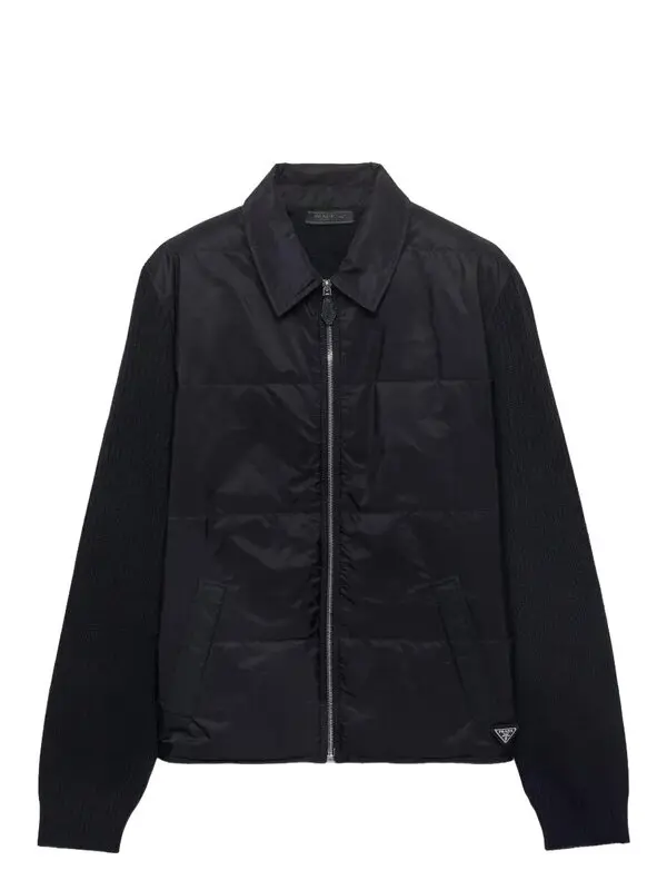 Prada Wool And Re-nylon Gabardine Cardigan - Black