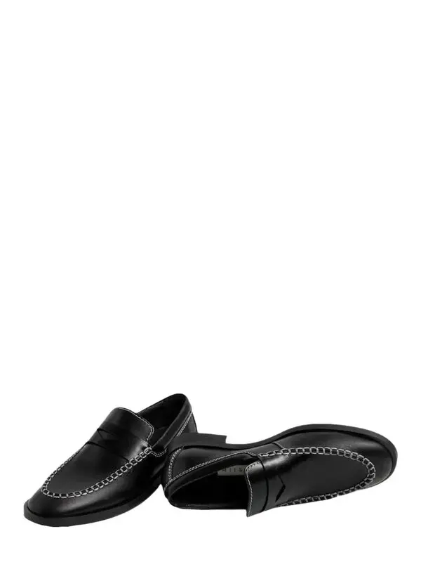 MIISTA Lucan Leather Loafers With Contrast Stitching - Black