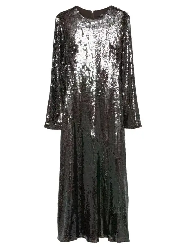 ROTATE BY BIRGER CHRISTENSEN Sequin Embellished Long Sleeve Maxi Dress - Black