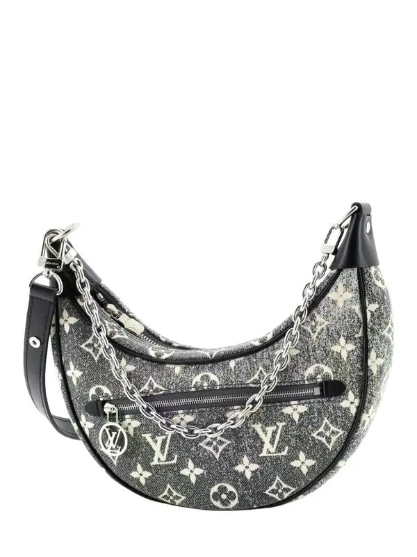 LOUIS VUITTON Loop Handbag Monogram Jacquard Denim Hobo Bag - Black