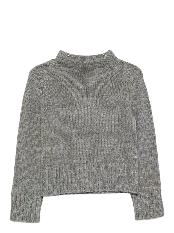 Soeur Jennah Ribbed Knit Mock Neck Sweater - Grey