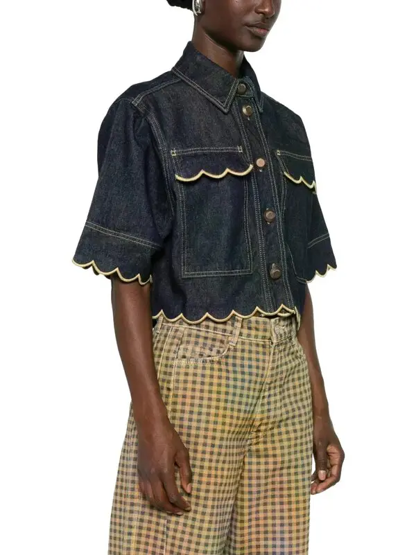 Farm Rio Scallop-edge Shirt - Blue