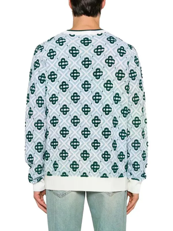 Casablanca Monogram-knit Wool Sweater - Blue