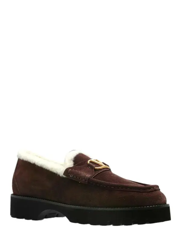 Valentino Garavani Vlogo Signature Shearling-lined Loafers - Brown