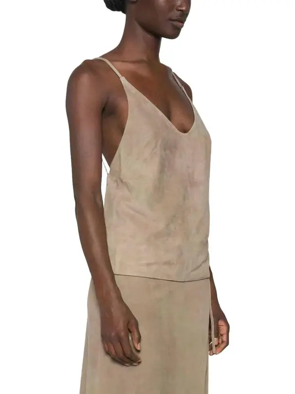 ST. AGNI Suede Low-back Cami Top - Neutrals