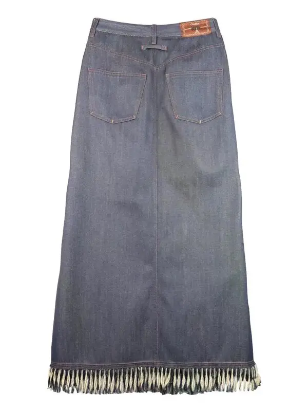 JEAN PAUL GAULTIER Fringed Denim Maxi Skirt - Blue