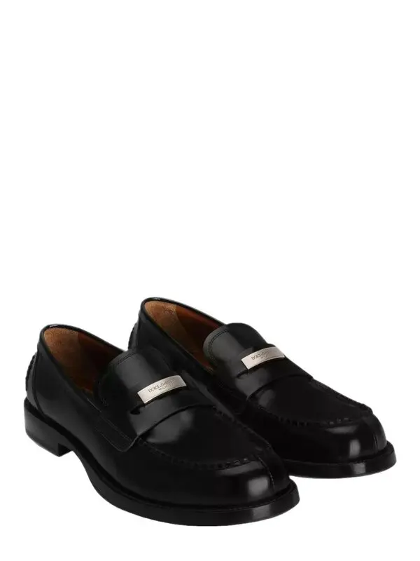 Dolce & Gabbana Calfskin Loafers With Horsebit Detail - Black
