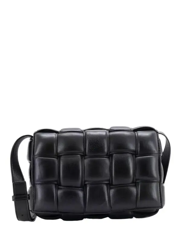 Bottega Veneta Cassette Padded Maxi Intrecciato Leather Crossbody Bag - Black