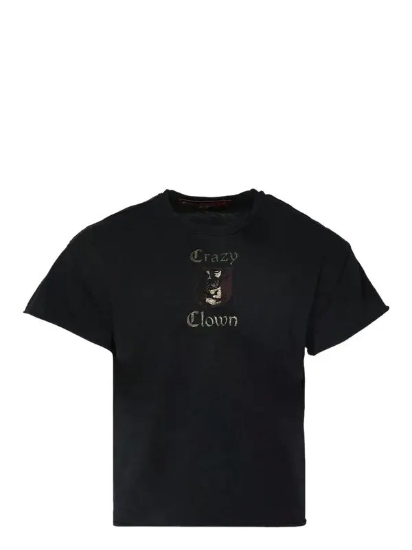 CRAZY CLOWN L.A. Logo-print Raw-edge T-shirt - Black