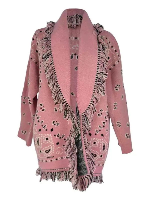 Alanui Paisley Fringed Wrap Cardigan - Pink
