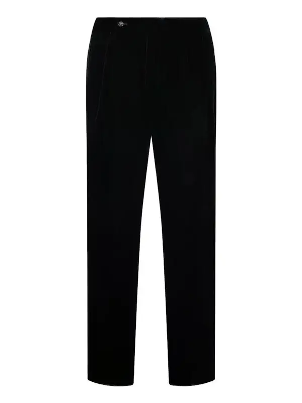 Giorgio Armani Pleated Velvet Tailored Trousers - Black