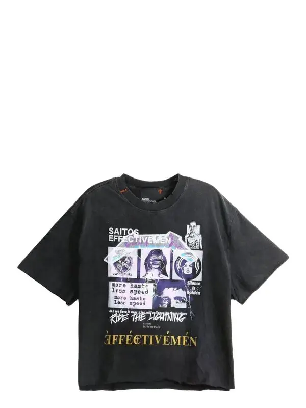 SAITOS Metallica Graphic-print Cotton T-shirt - Grey