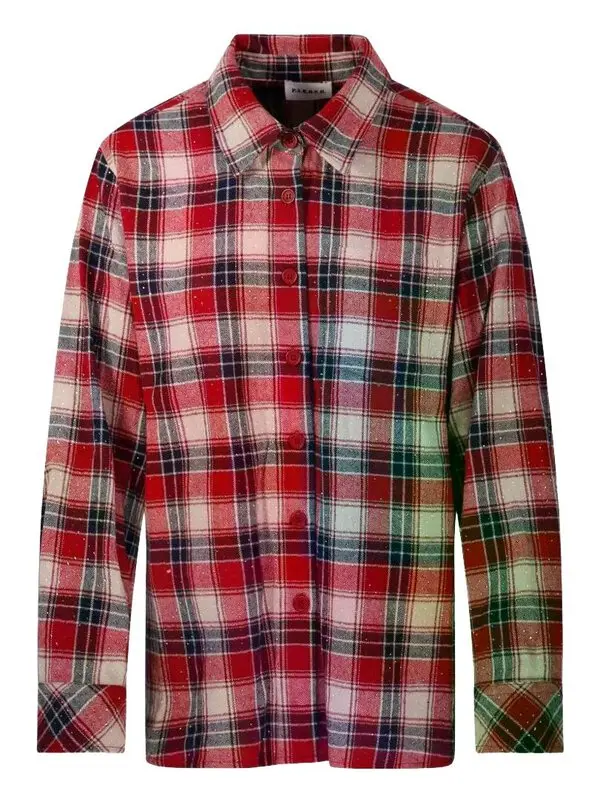P.a.r.o.s.h Crystal Embellished Check Shirt - Red