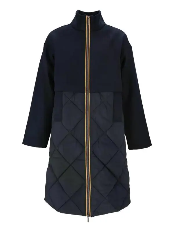 K-WAY Quilted Wool-blend Parka Coat - Blue