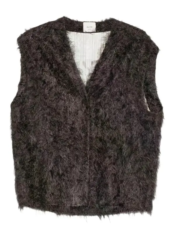 ALYSI Brushed Effect V-neck Gilet - Brown