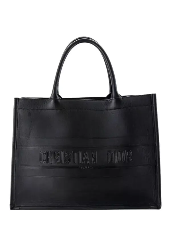 Dior Book Embossed Leather Medium Tote Bag - Black