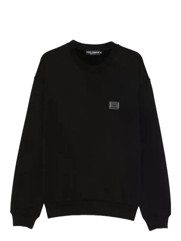 Dolce & Gabbana Logo Plaque Crew Neck Sweater - Black