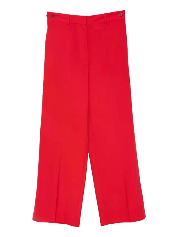 ALYSI Pressed Crease Wide-leg Wool Trousers - Red