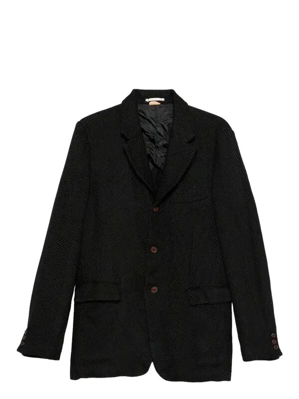 Comme Des Garçons Diagonal-stripe Notched-lapels Jacket - Black