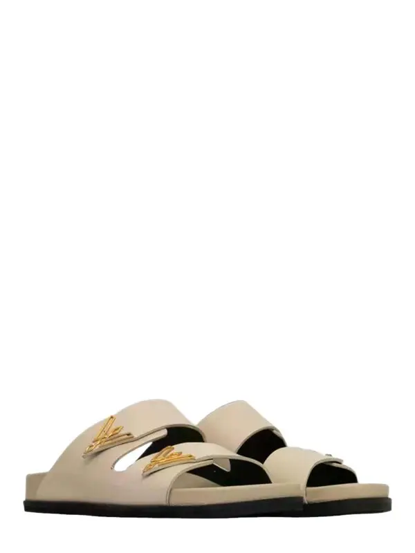 VANDA NOVAK Logo Plaque Double Strap Sandals - Neutrals