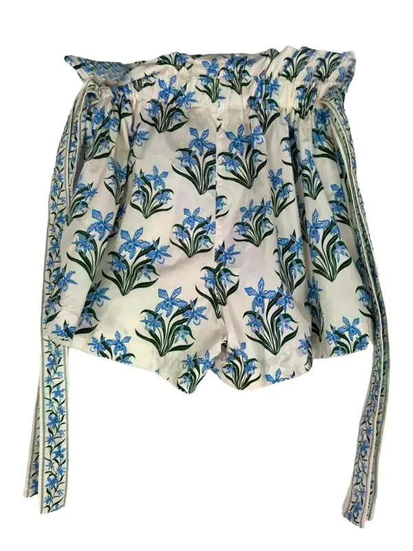 Agua Bendita High-waisted Floral Print Shorts - Neutrals