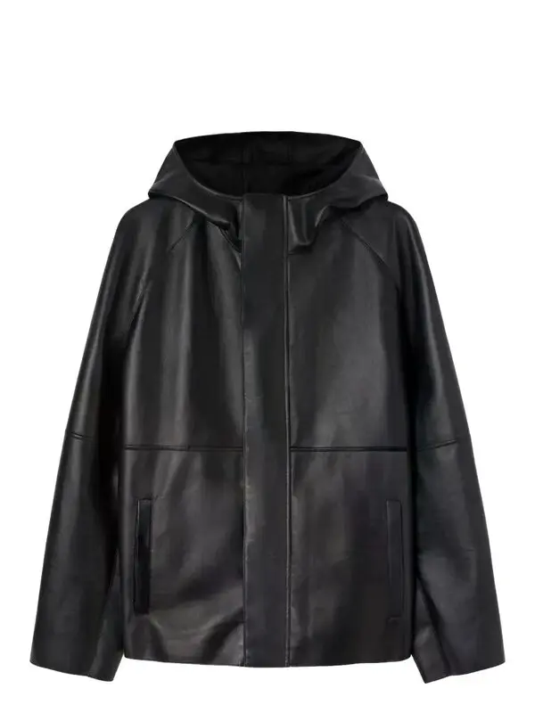 RETORI Hooded Leather Jacket - Black