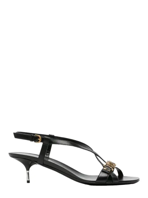 Versace Marisa Leather Medusa Plaque Sandals - Black