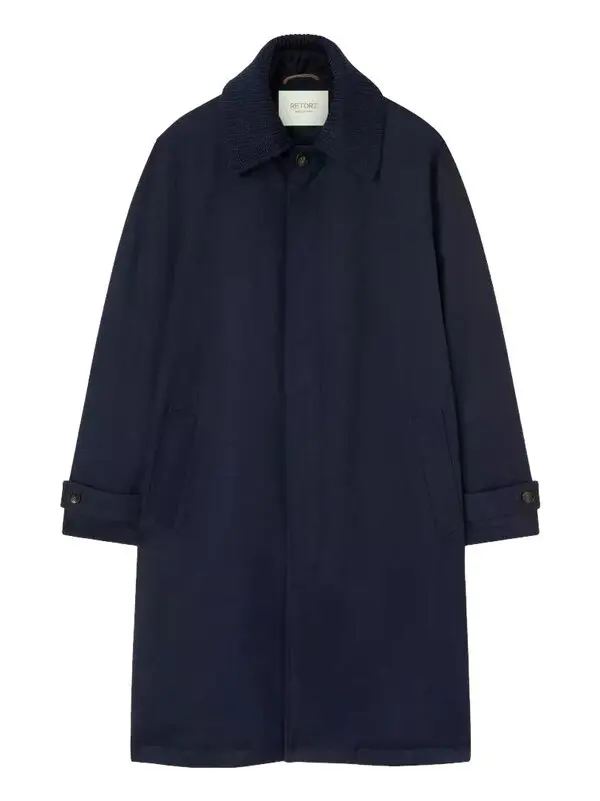 RETORI Detachable Collar Wool Gabardine Coat - Blue