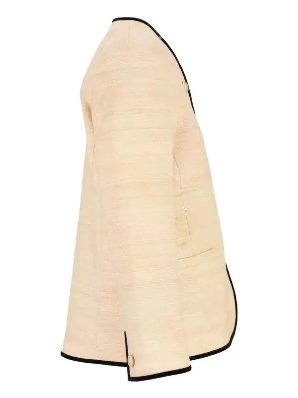 Valentino Garavani Scalloped-edge Silk-linen Jacket - Neutrals