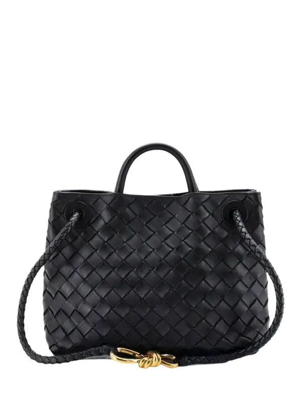 Bottega Veneta Andiamo Top Handle Bag, Intrecciato Nappa Small Satchel - Black