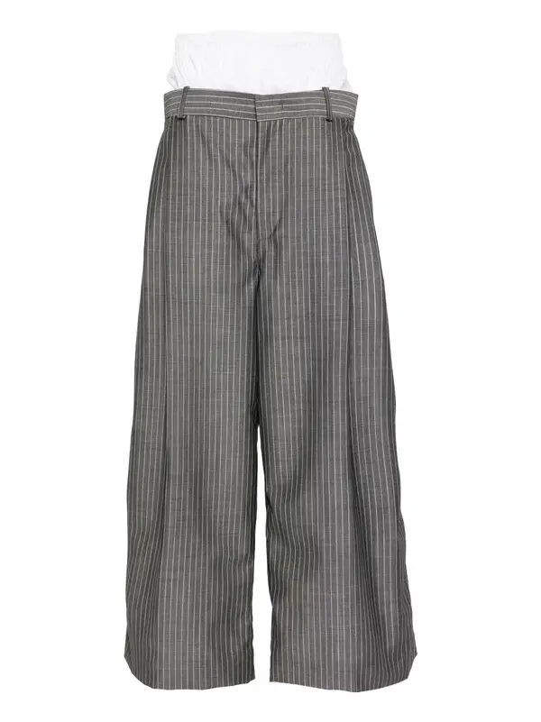 HED MAYNER Pinstriped Pleated Trousers - Grey