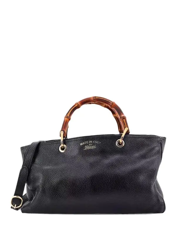 Gucci Bamboo Shopper Leather Tote Bag - Black