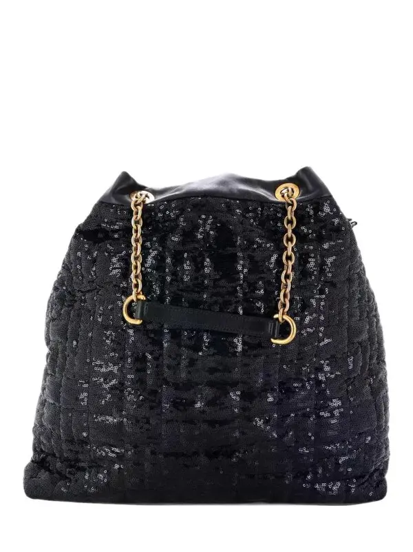 Dolce & Gabbana Miss Kristen Sequin Embellished Leather Large Satchel - Black