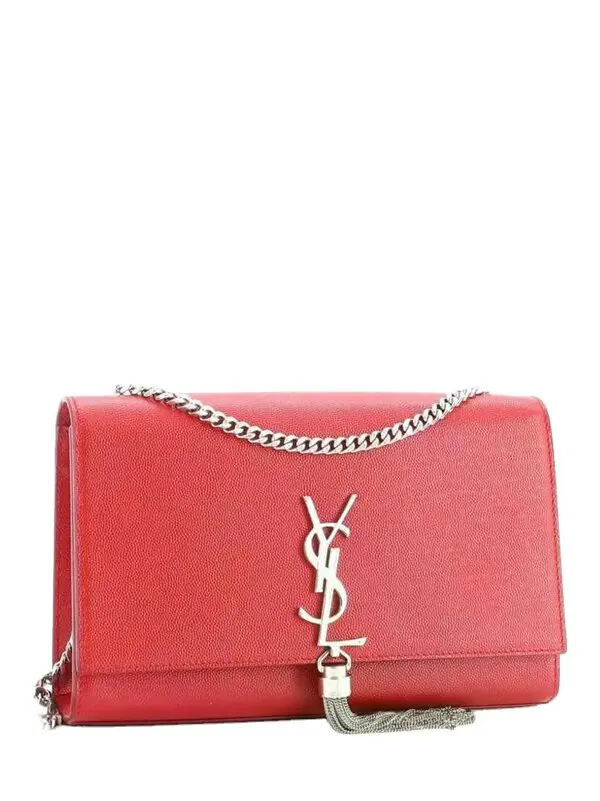 Saint Laurent Classic Monogram Tassel Leather Bag - Red