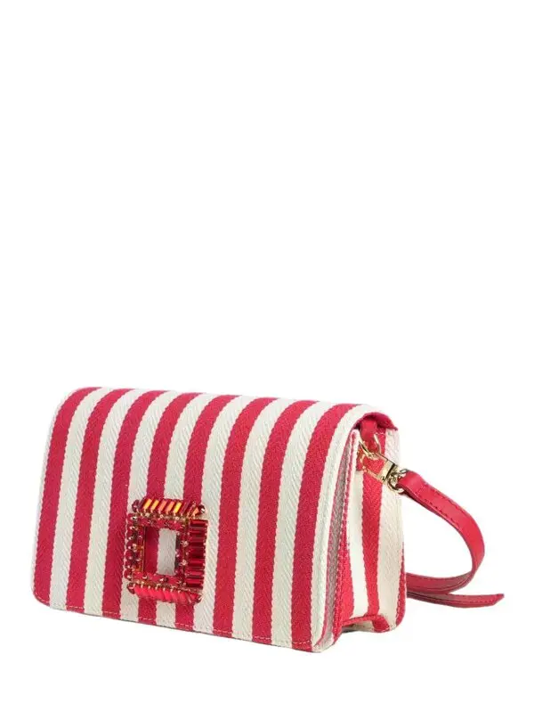 Roberto Festa Rhinestone Embellished Striped Shoulder Bag - Red