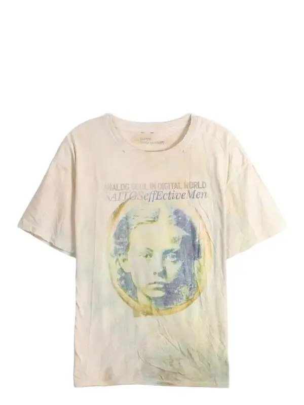 SAITOS Analog Soul Graphic-print Distressed T-shirt - Neutrals