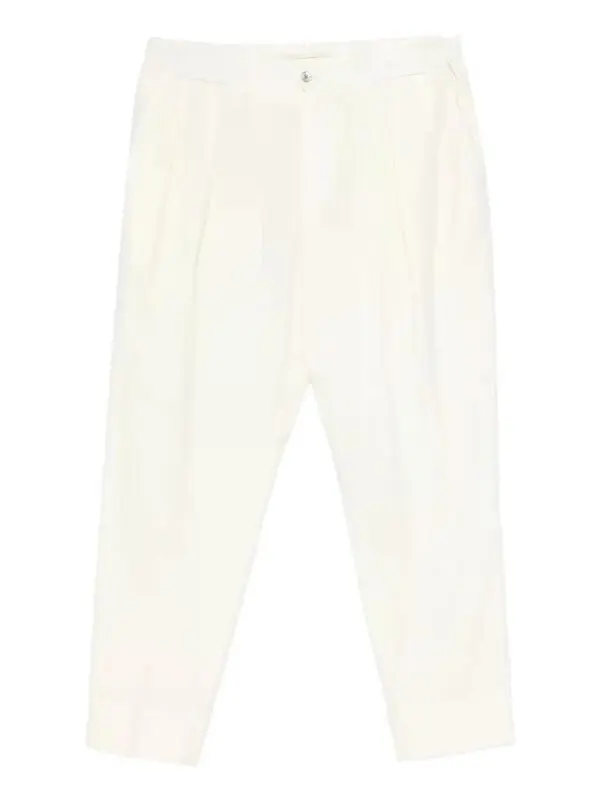 BRIGLIA 1949 Cropped Trousers With Pleat Detail - Neutrals