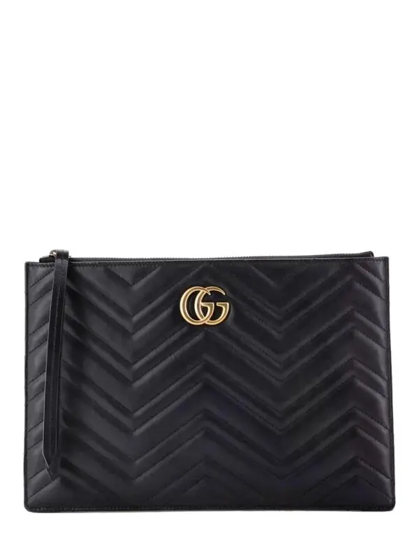 Gucci Gg Marmont Matelasse Leather Pouch - Black