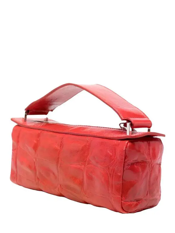 MSGM Crocodile-effect Buckle-detail Tote Bag - Red