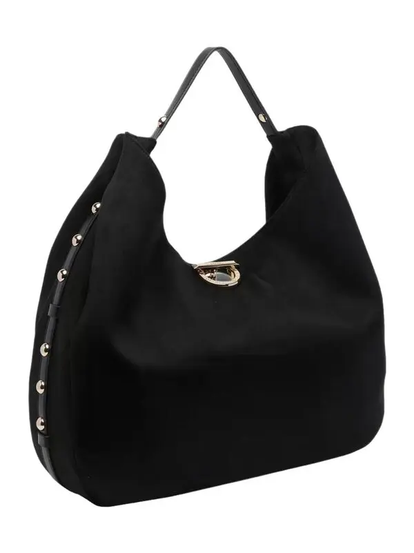 Liu Jo Large Studded Microfibre Shoulder Bag - Black